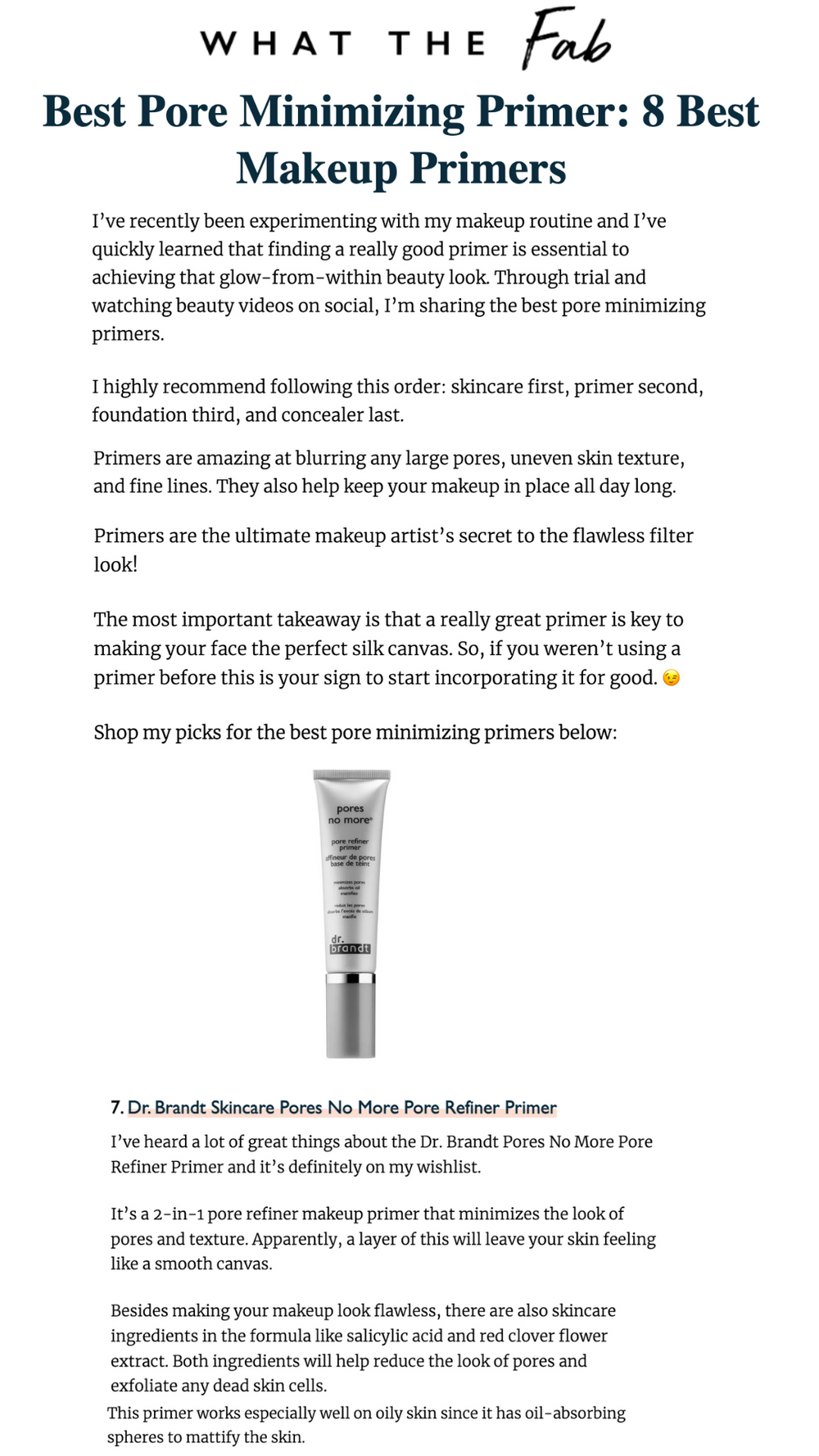 Best Pore Minimizing Primer: 8 Best Makeup Primers in What The Fab - Dr ...